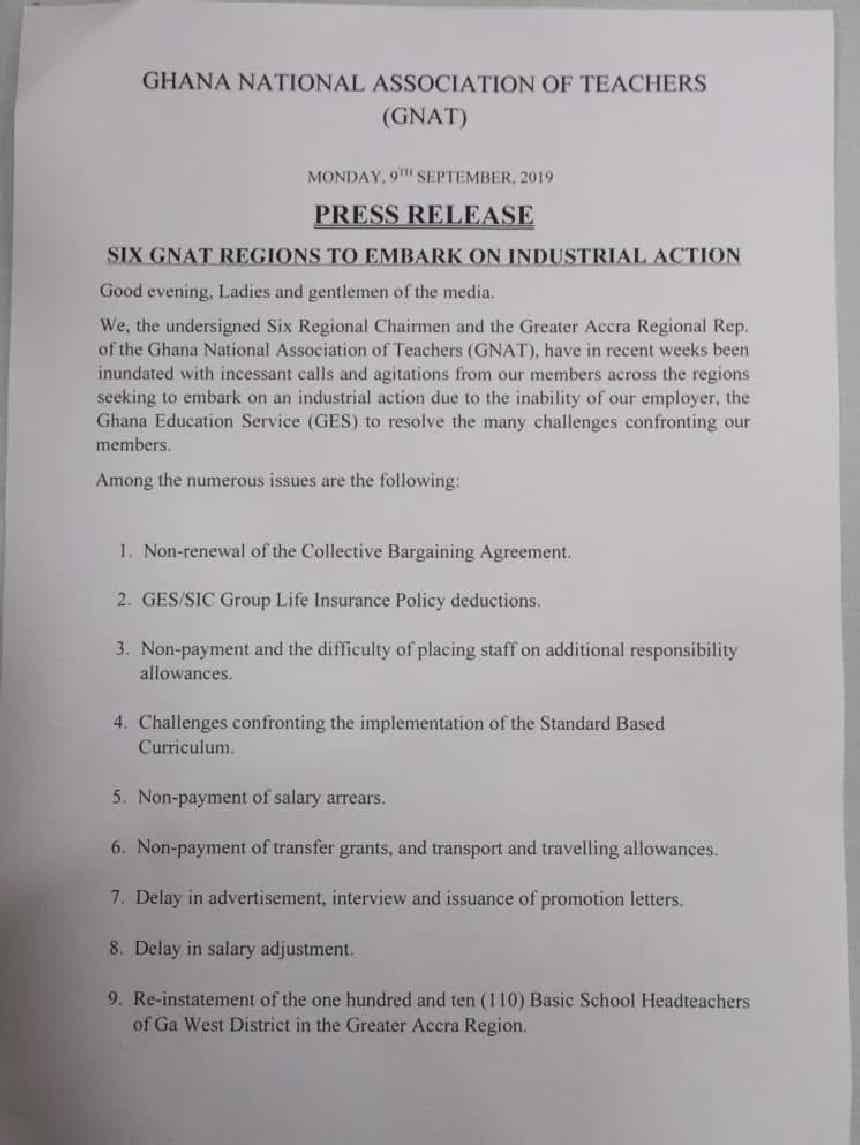 GNAT declares strike in 6 regions - Otec 102.9 FM